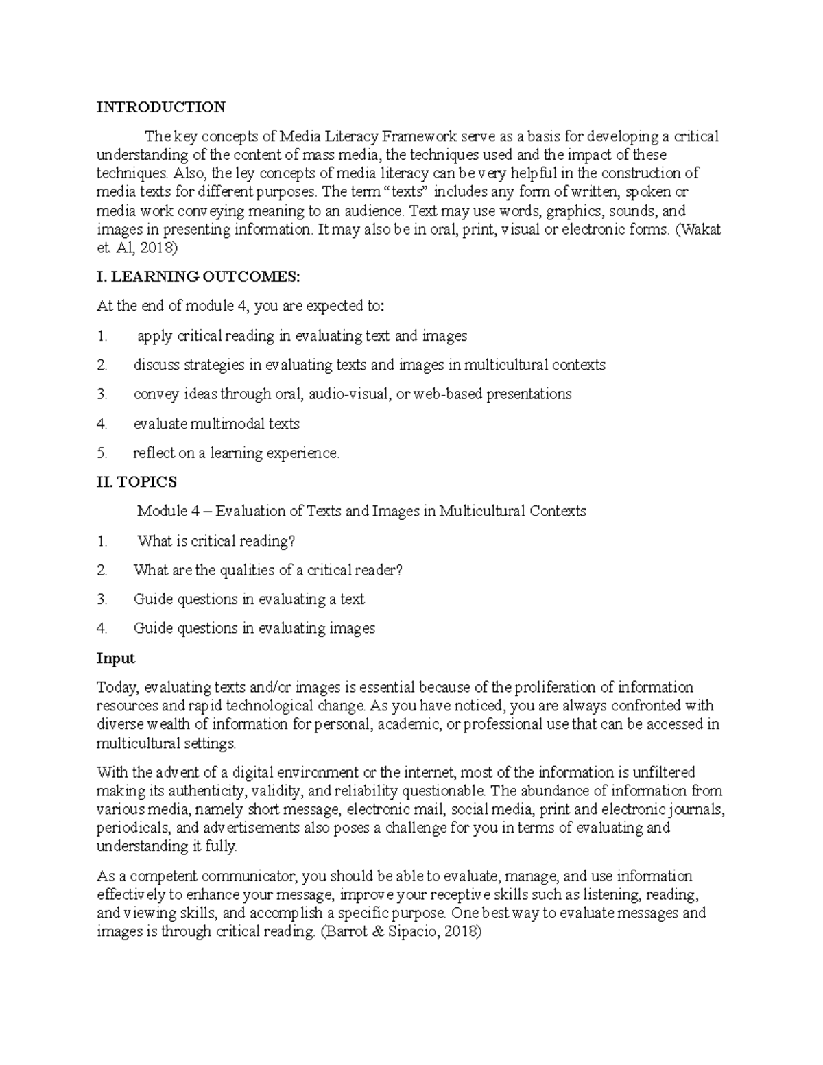 Module 4 - 123 - INTRODUCTION The key concepts of Media Literacy ...