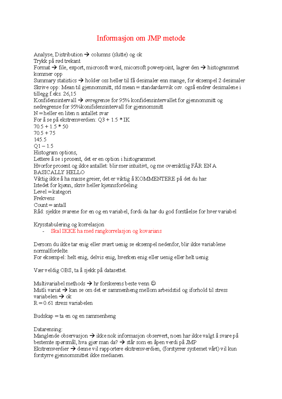 Jmp - metode - JMP statistics - Informasjon om JMP metode Analyse ...