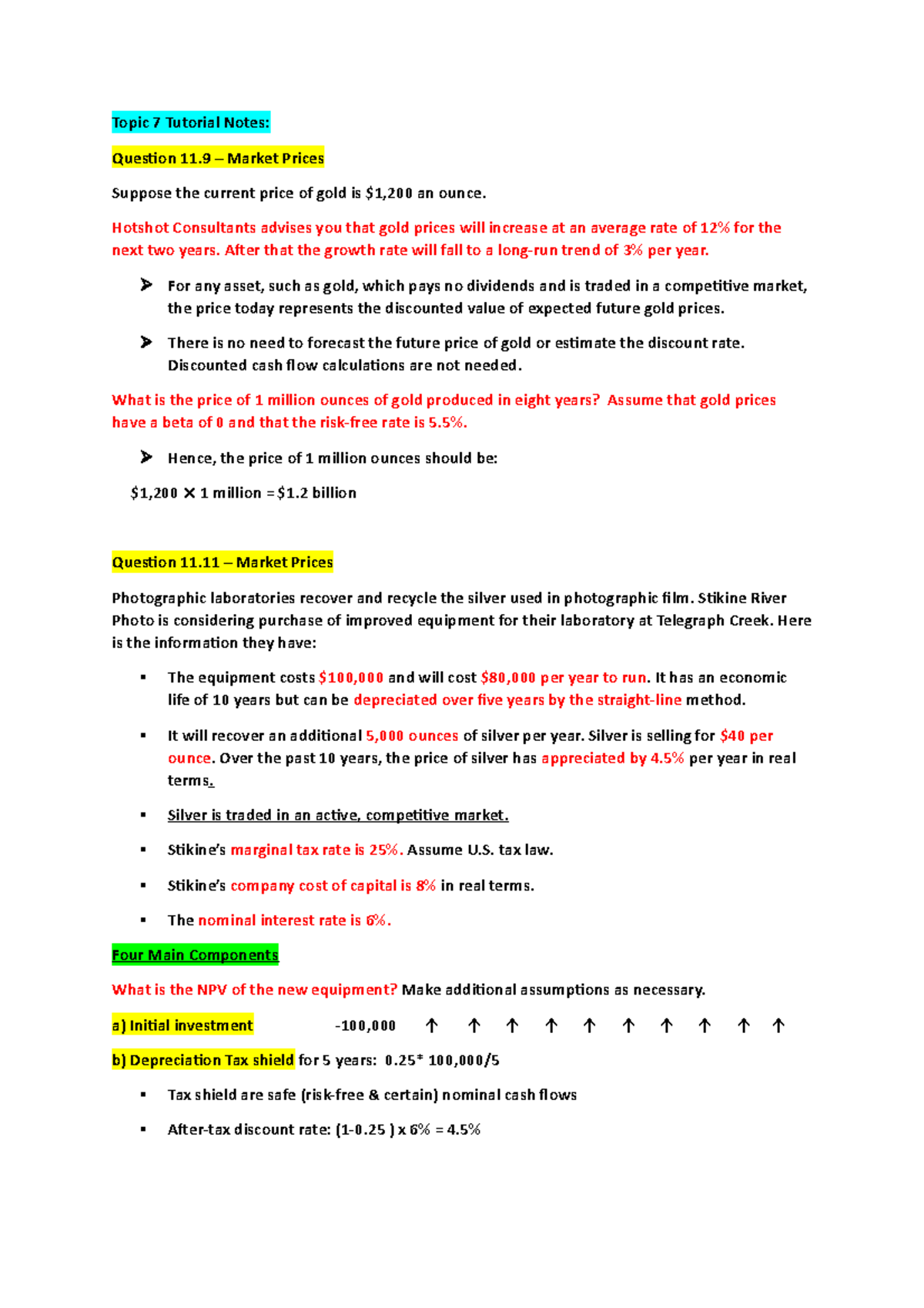 Topic 7 Tutorial Notes - Topic 7 Tutorial Notes: Question 11 – Market ...