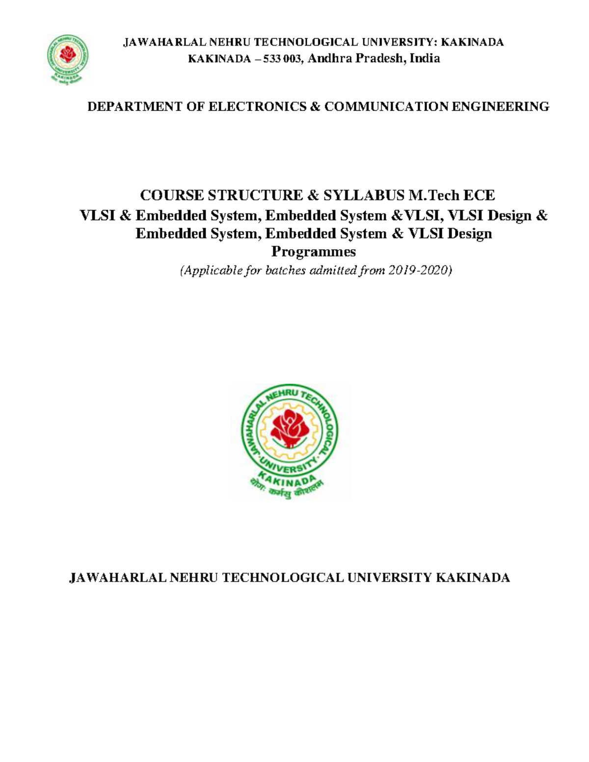 Mtech Ece Vlsi Es Es Vlsi Vlsi Des Esvlsi D 1 63 Kakinada 533 003 Andhra Pradesh India 
