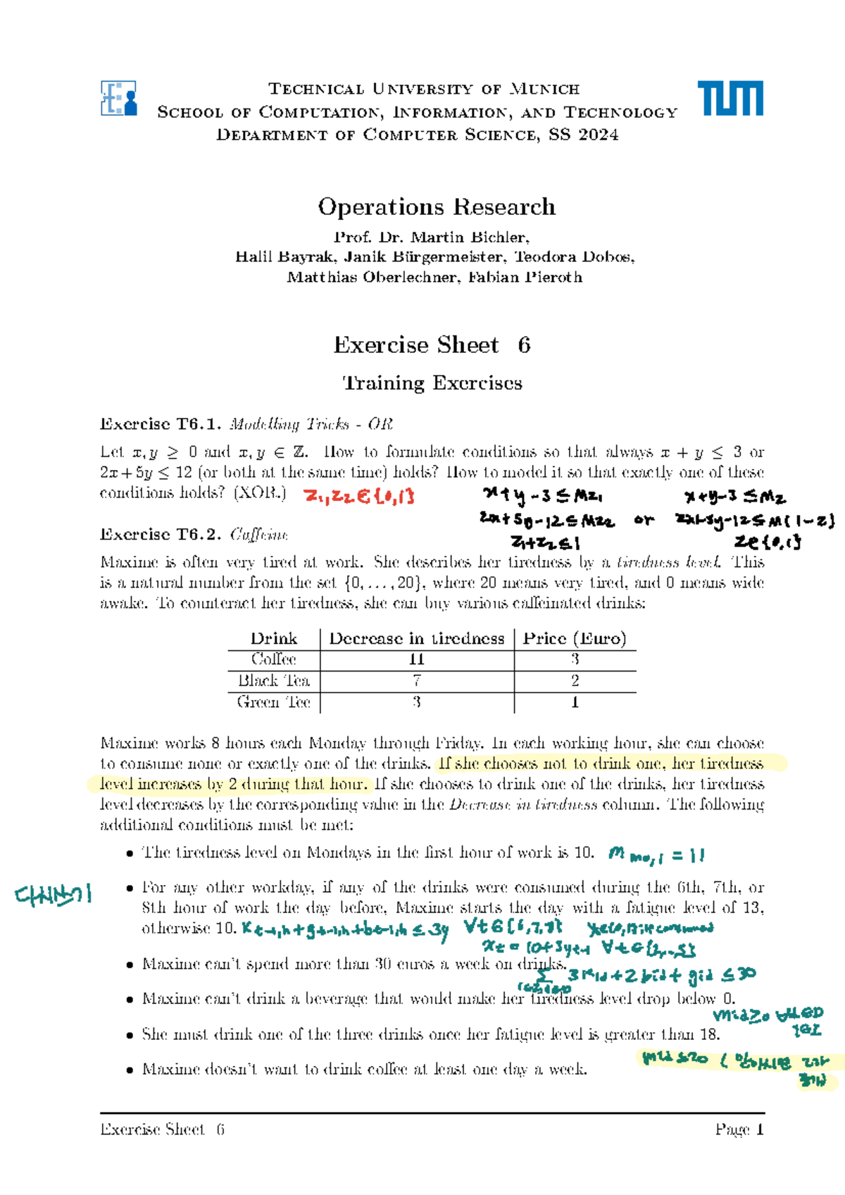 Exercise sheet 6 - Technical University of Munich School of Computation ...