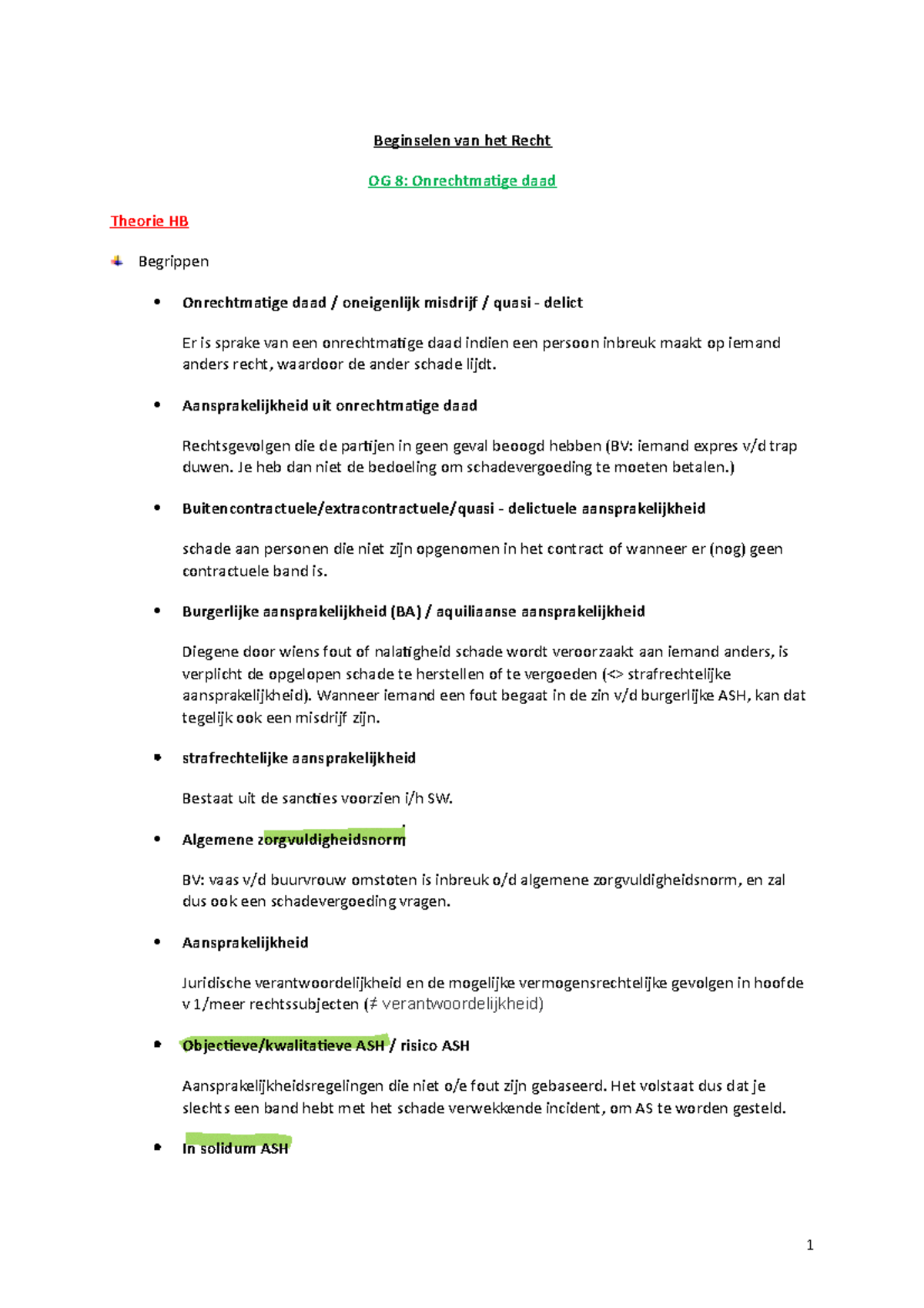 OG 8 - OG 8, Beginselen van het recht - Beginselen van het Recht OG 8 ...