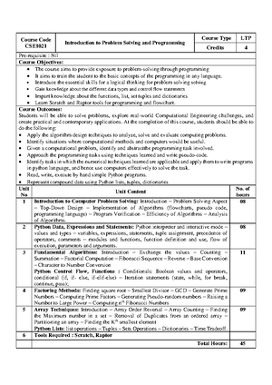 Python - tuples,sets,lists etc - python programing and lab - Studocu
