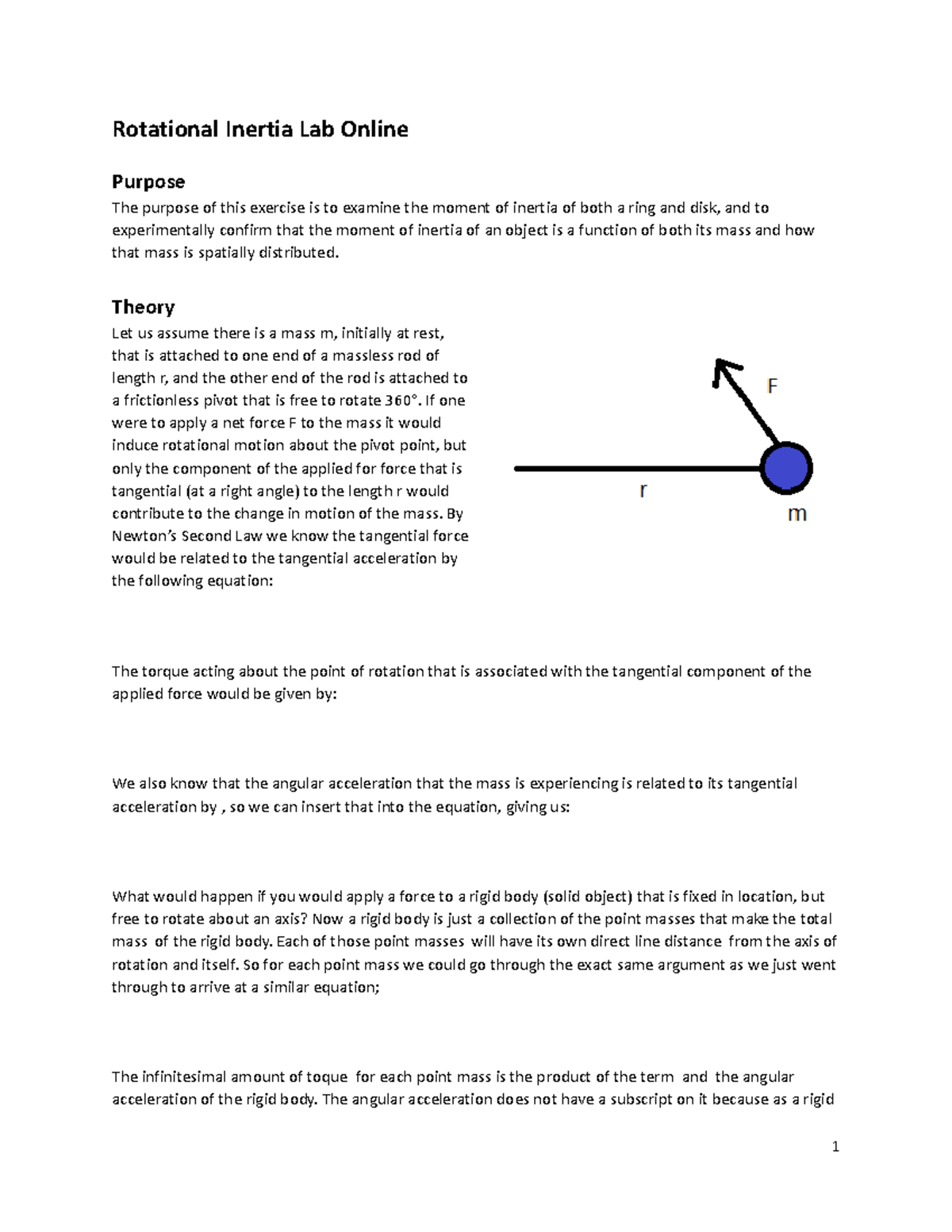 Fall2023 Moment of Inertia Lab Online-1 - Rotational Inertia Lab Online ...