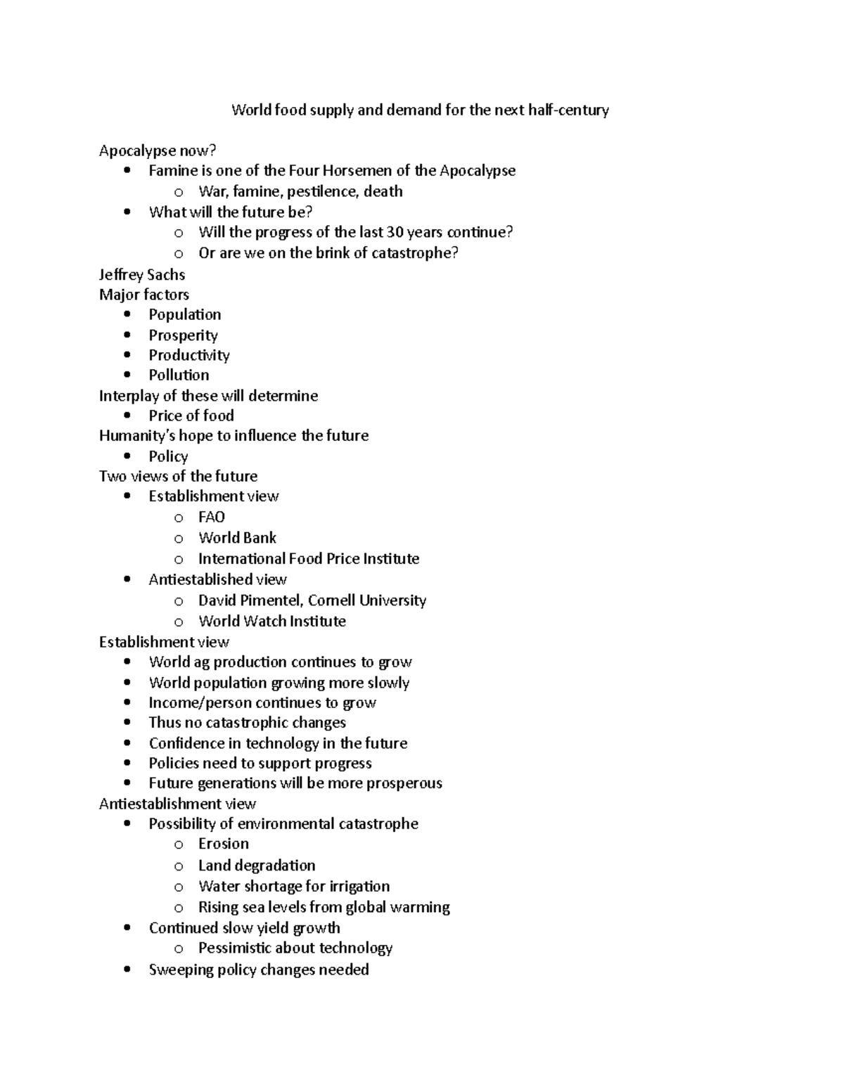 World food supply and demand for the next half - World food supply and ...