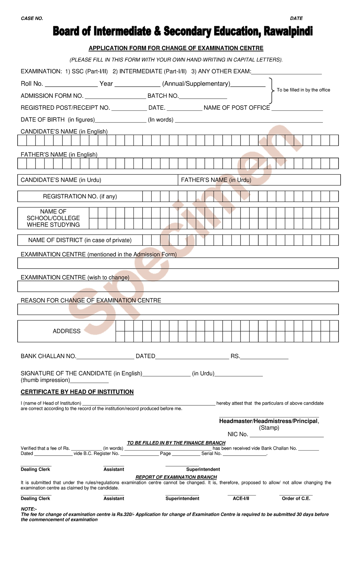 71f386b4-c6e0-4a04-8c3f-0b3b6bf700ff 8. FORM FOR Change OF Examination ...