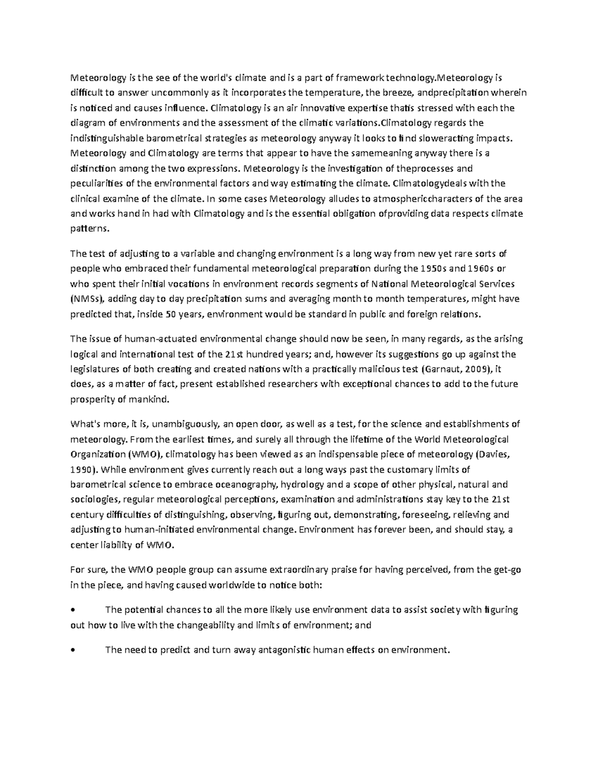 4 - some sample only - Meteorology is the see of the world's climate ...
