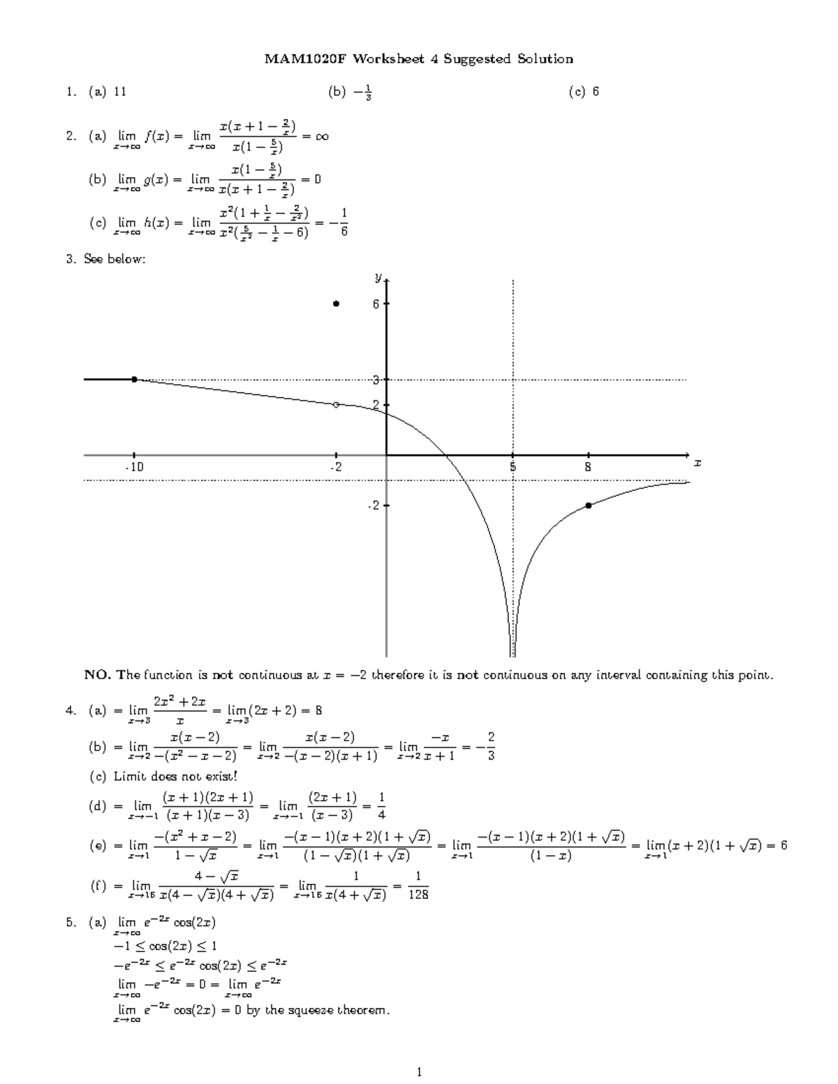 MAM1020F Worksheet 4 Solution - MAM1020F Worksheet 4 Suggested Solution ...