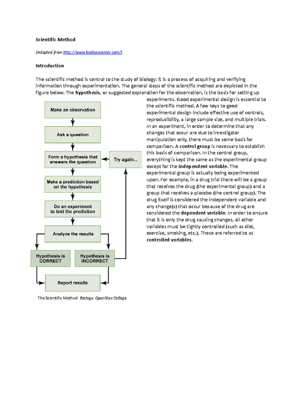 1st Week Scientific Method - Scientific Method (Adapted from ...