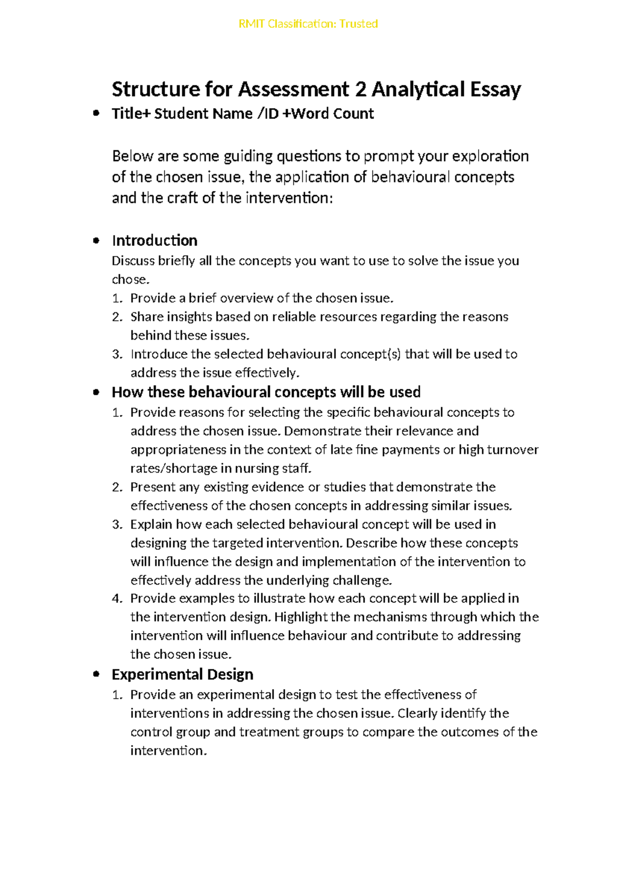 Structure Assessment 2 Analytical Essay - RMIT Classification: Trusted ...