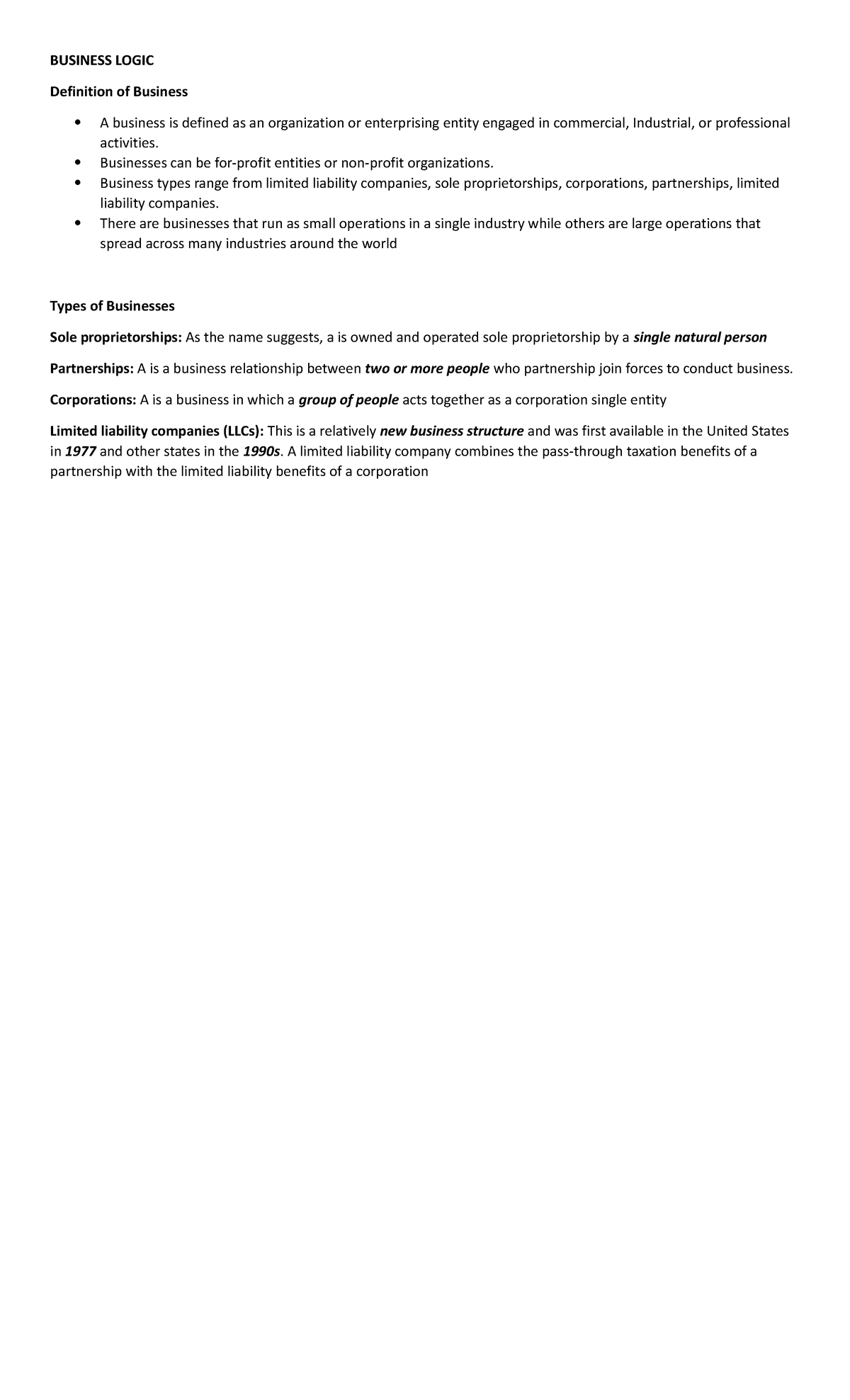 Logical Definition Business at Clara Moran blog