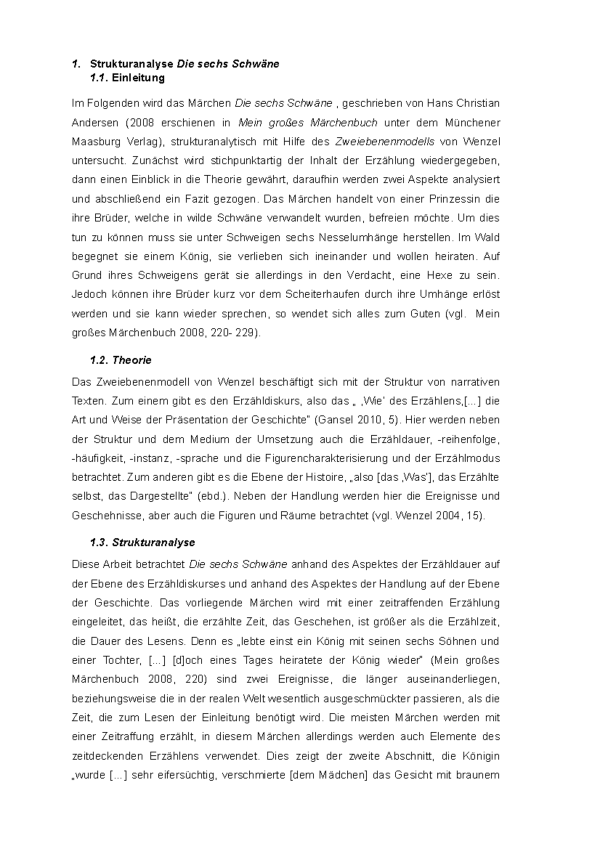 Strukturanalyse Die sechs Schwäne - 1. Strukturanalyse Die sechs ...