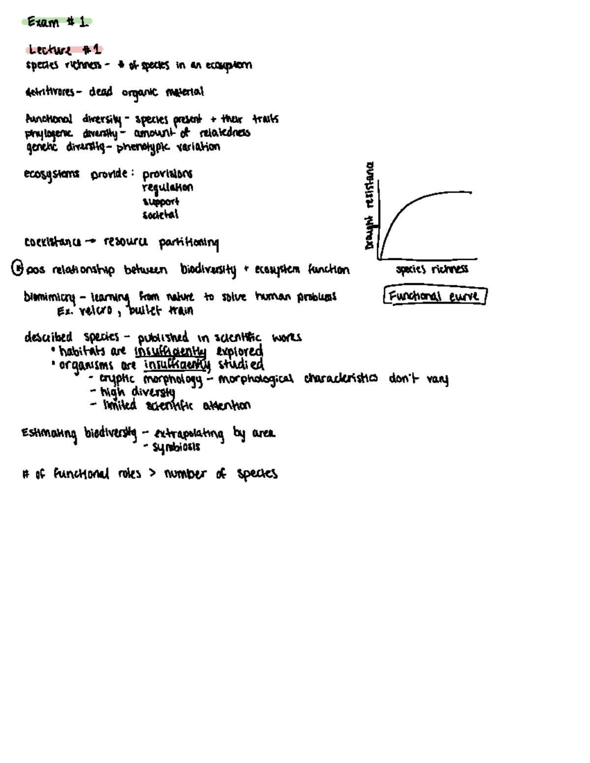 Bio 203 Exam 1 Lecture Notes - Exam 1 Lecture 1 speciesrichness ...