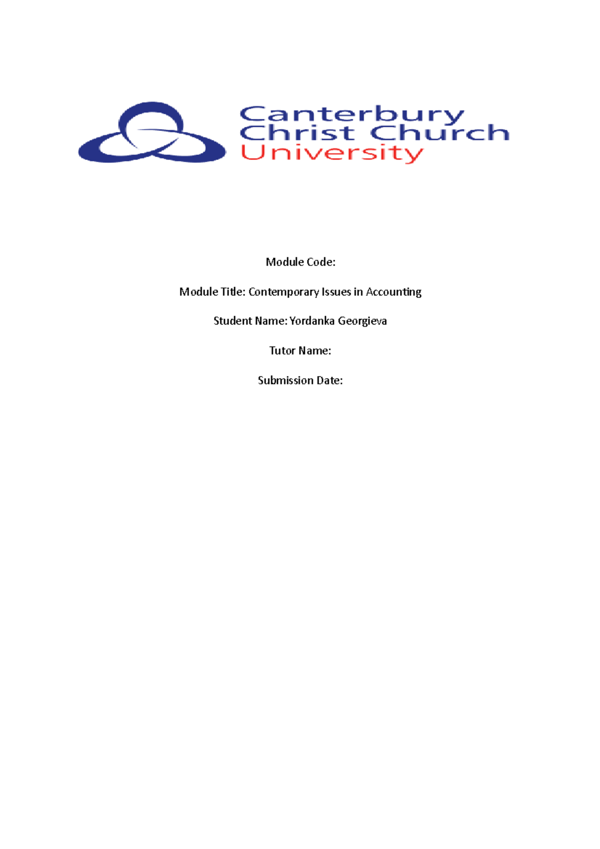 Research ON Issues ON Conteporary Accounting - Module Code: Module ...