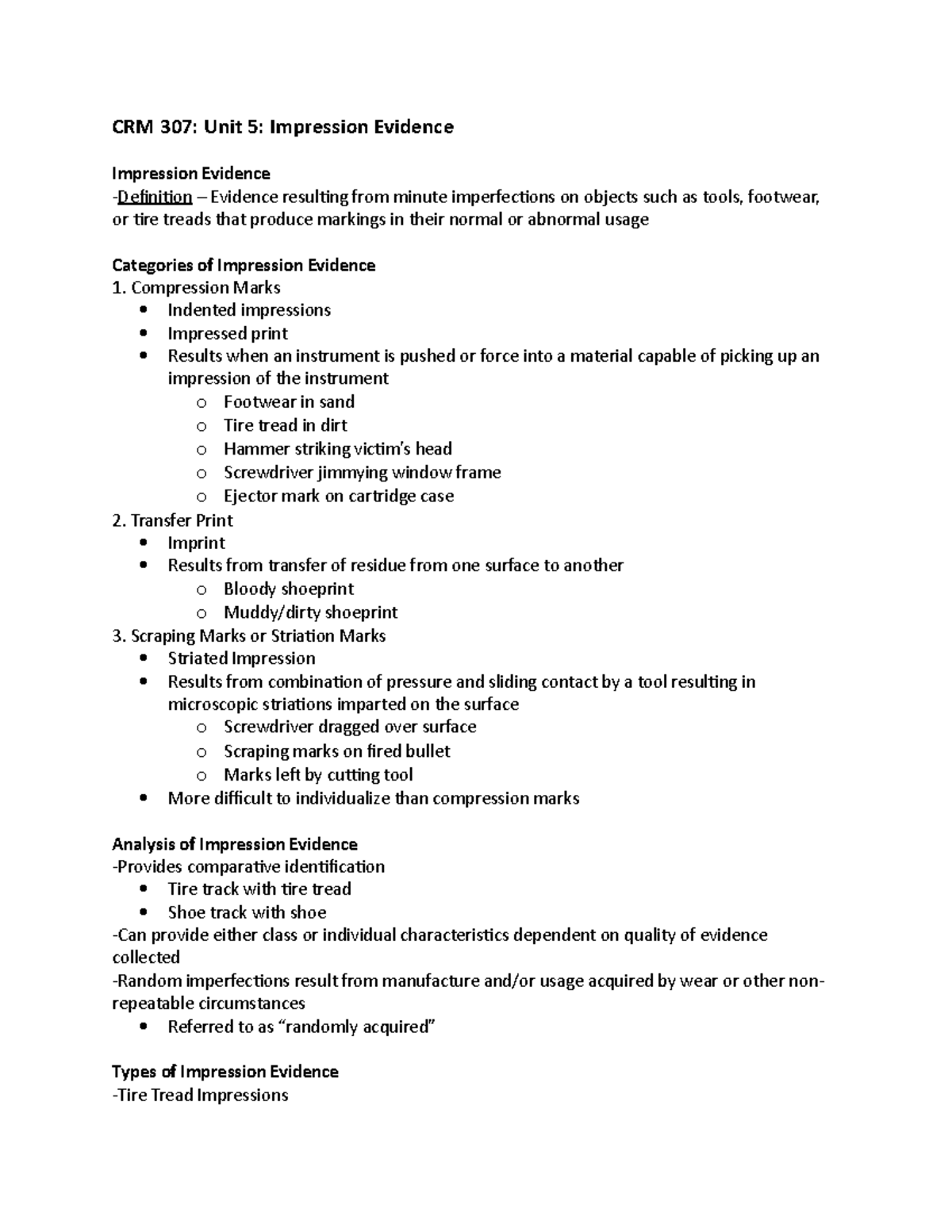 CRM 307 Unit 5 - Christopher Capsambelis - CRM 307: Unit 5: Impression ...