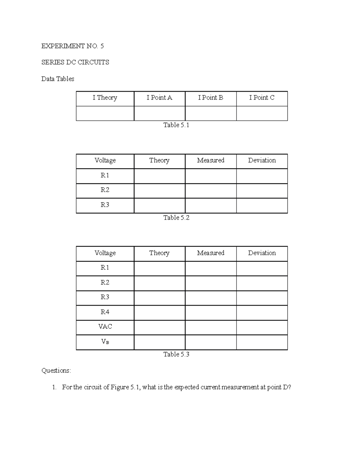 Experiment NO 5 Study Well EXPERIMENT NO 5 SERIES DC CIRCUITS
