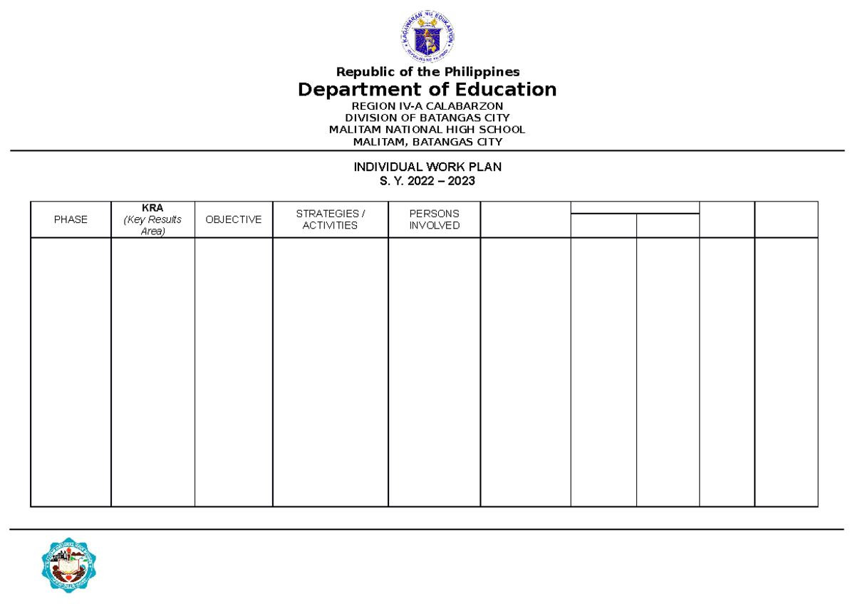 Individual WORK PLAN - Work Plan - Department of Education REGION IV-A ...