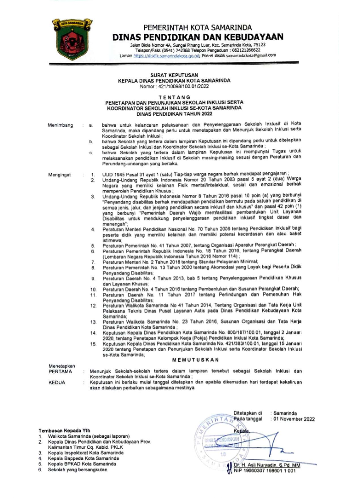 Sk sekolah inklusi baru 2022 - dewi anggitha - Studocu