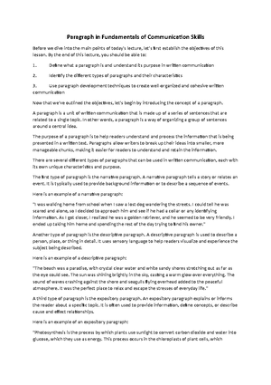 Qualities of a good paragraph - In this lecture, we will discuss the ...