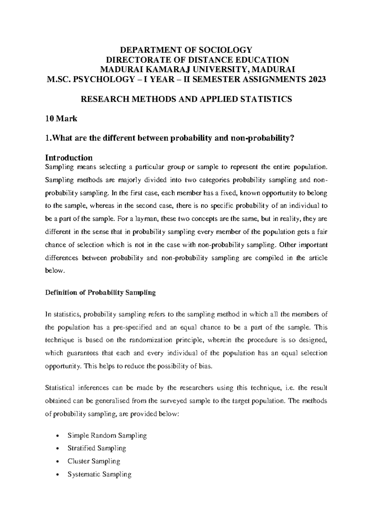 Research Methods AND Applied Statistics - DEPARTMENT OF SOCIOLOGY ...