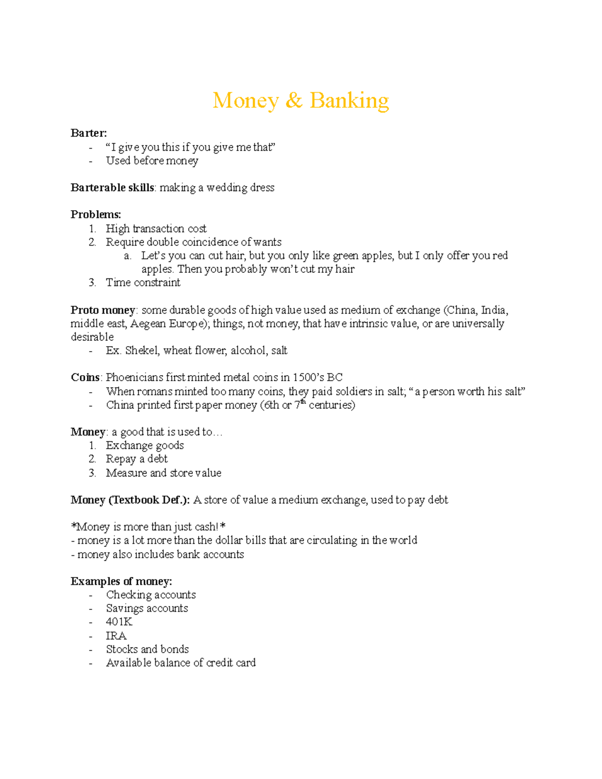 Money and Banking - for professor Dragone's class - Money & Banking ...