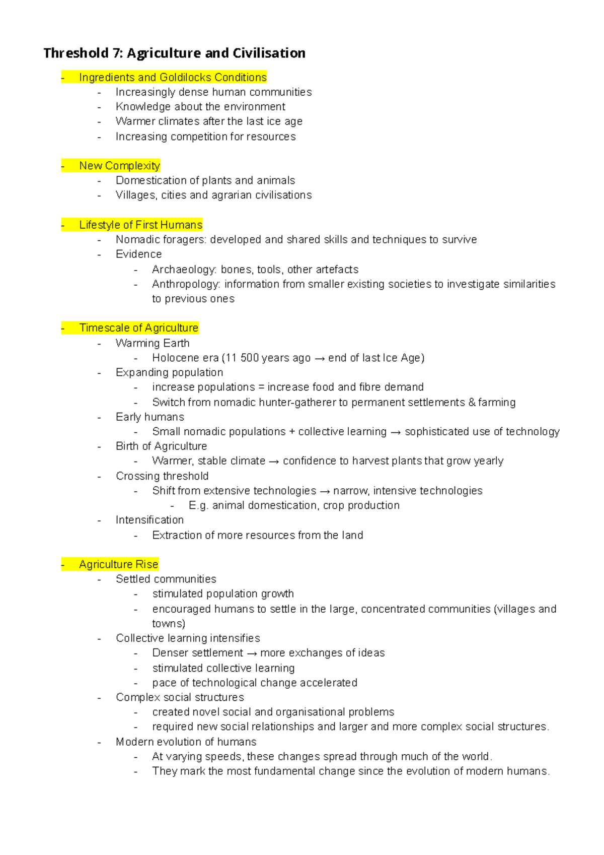 Threshold 7 - Tutor: Jessica Leck - Threshold 7: Agriculture and ...