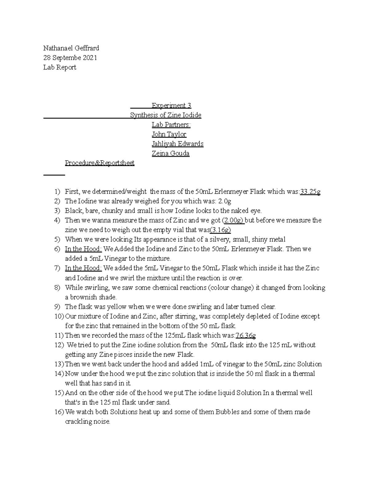 Experiment 3 - notes and answers for Lab 3 notes from Dr ross ...