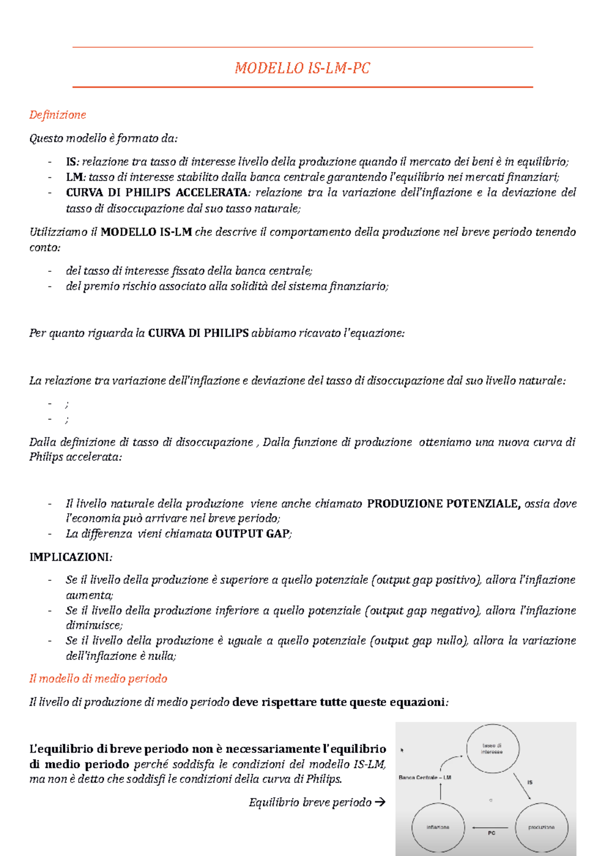 9 Modello IS-LM-PC - appunti delle slide + libro - MODELLO IS-LM-PC ...