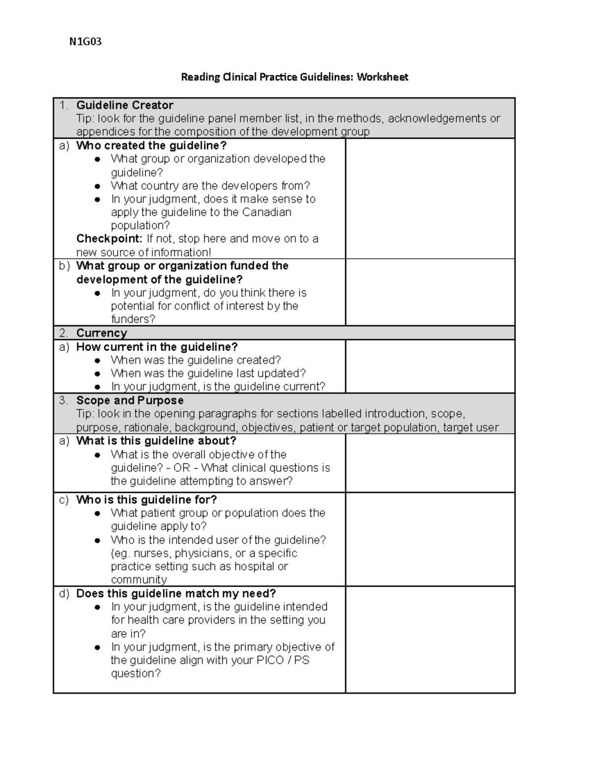 Reading Clinical Practice Guidelines 1 - nurses, physicians, or a ...