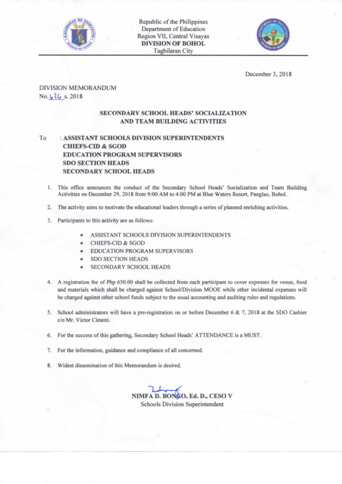 Division-Memo-626 - Hsjsj - Republic of the Philippines ^@''@'v 11 ...