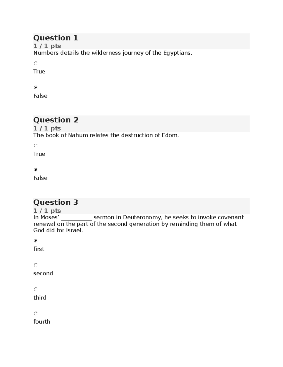 Quiz- The Bible, The Old Testament, and The Pentateuch - Question 1 1 / ...