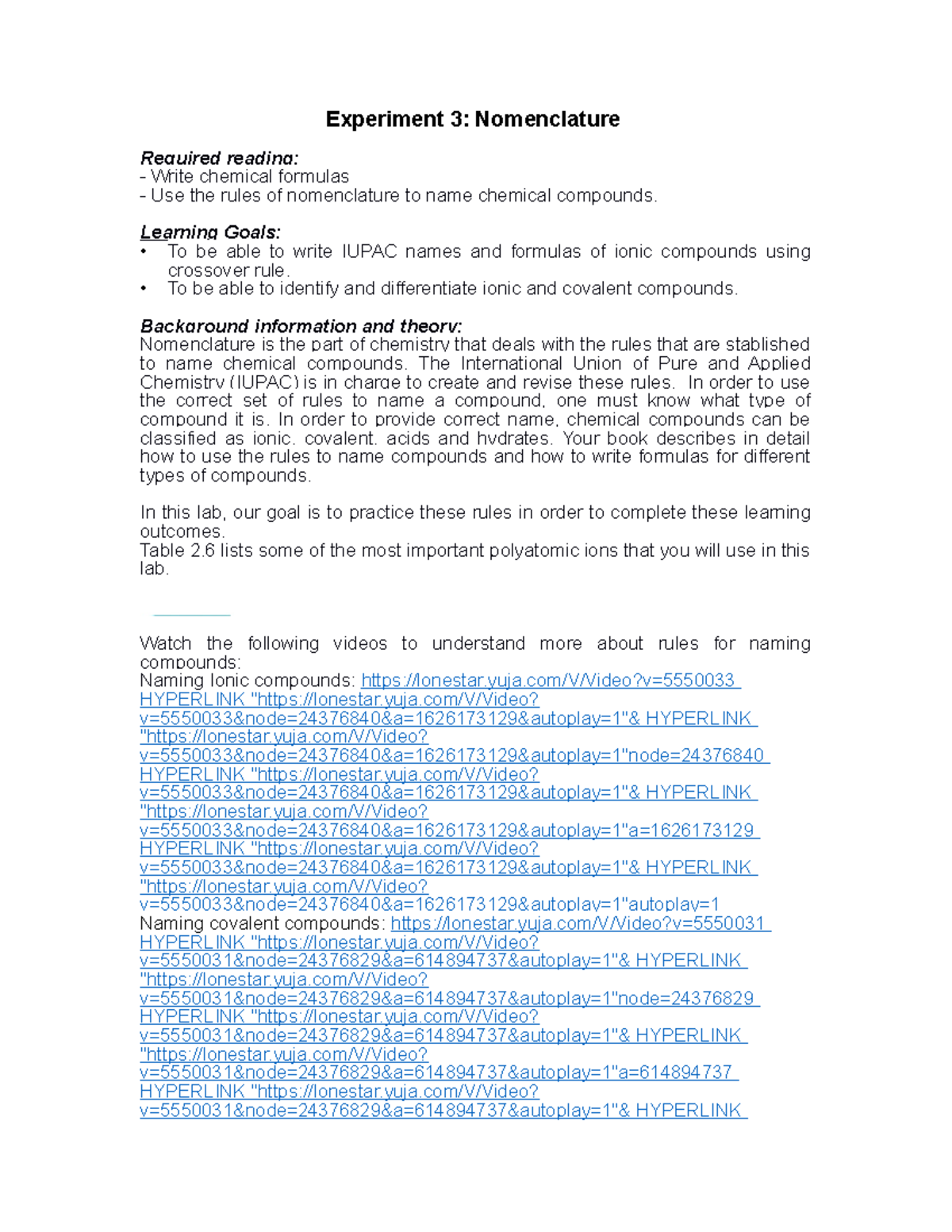Experiment 3- Nomenclature Mohammed Alshehabi - Experiment 3 ...
