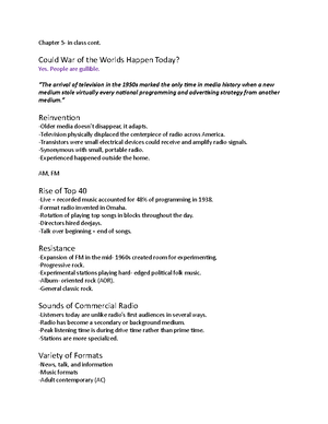 Chapter 5 - Chapter 5- Popular Radio and the Origins of Broadcasting ...