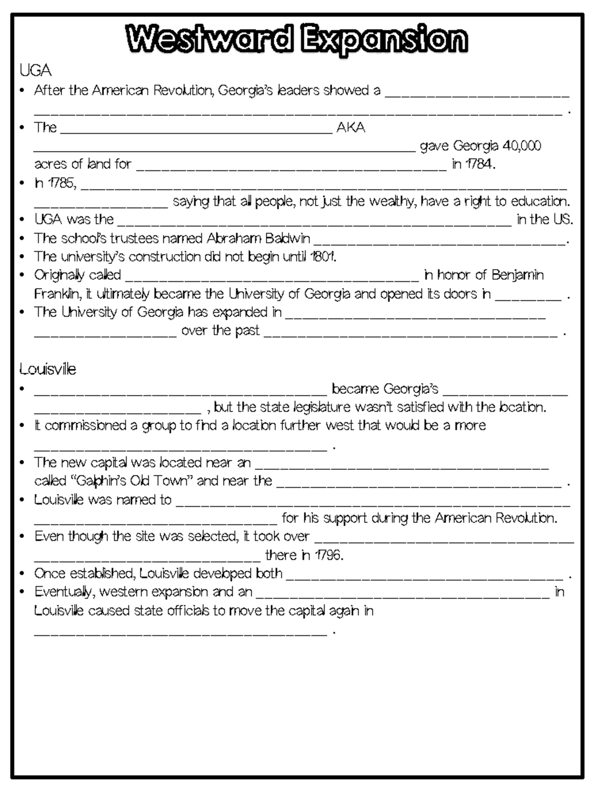 Bianca Jackson - 1005 Cloze Notes Westward Expansion Updated REDO KEY ...