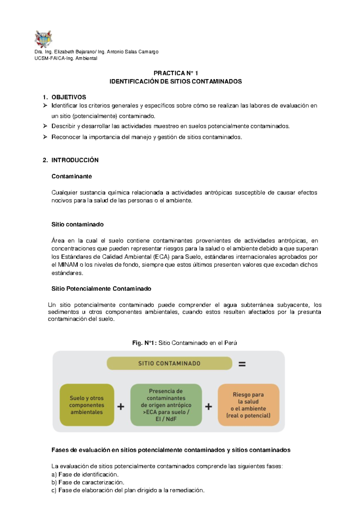 Practica 1 - Identificación de sitios contaminados - Dra. Ing ...