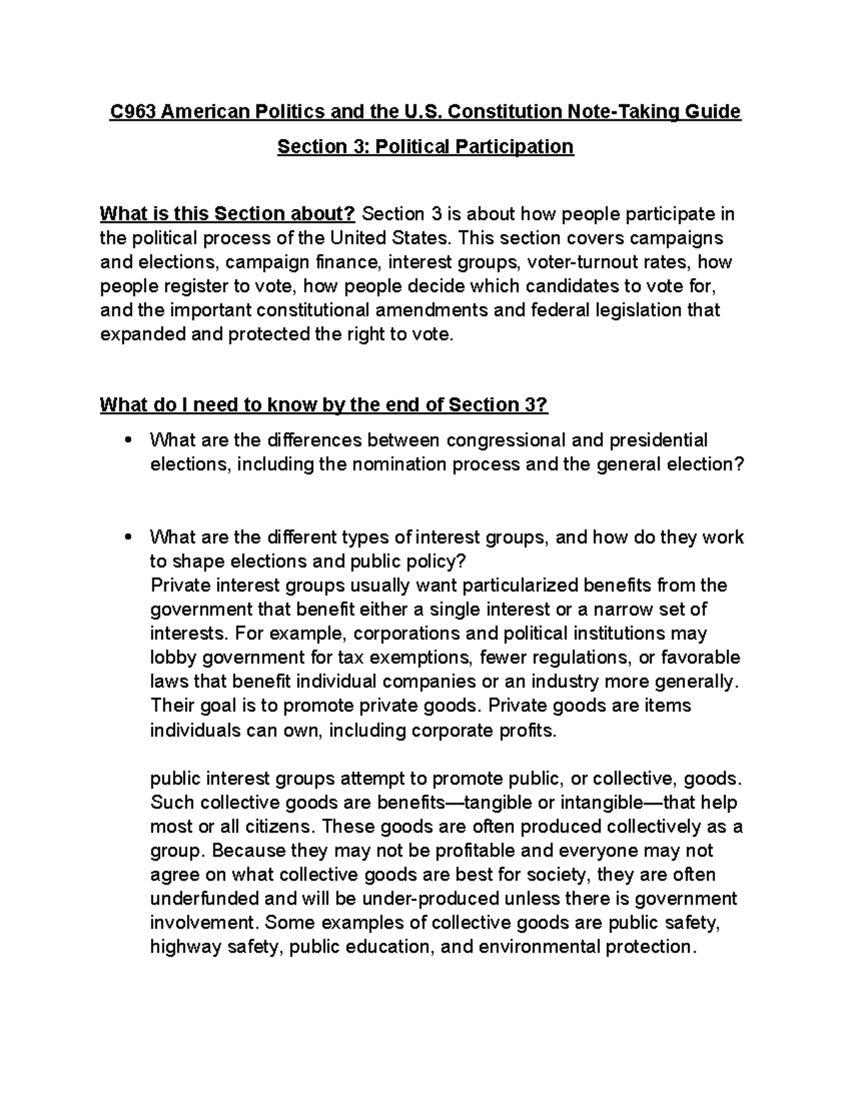 C963 Section 3 Note Taking Guide - C963 American Politics and the U ...