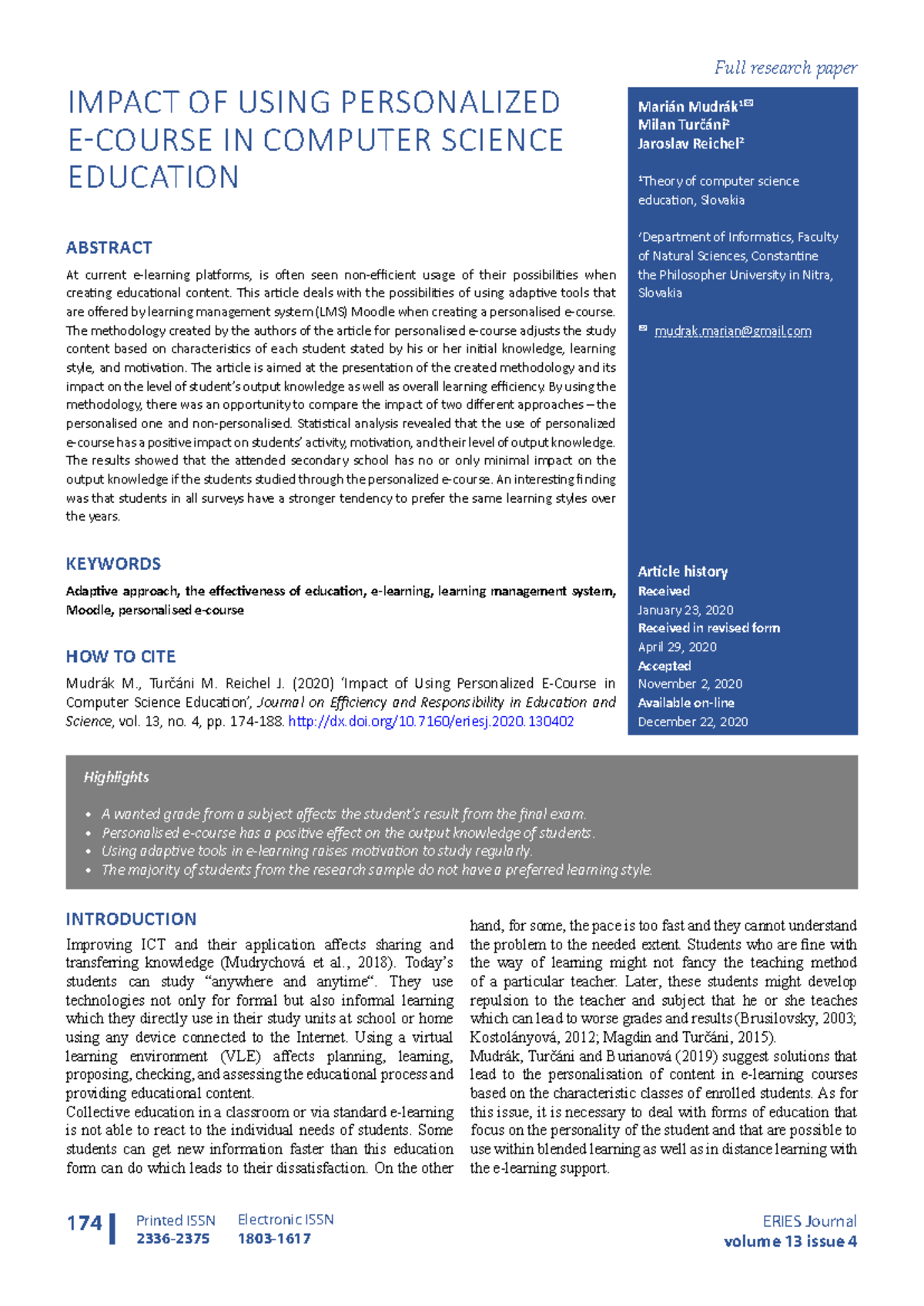 Habgsajauavauava - Printed ISSN 2336- 174 ERIES Journal Electronic ISSN ...