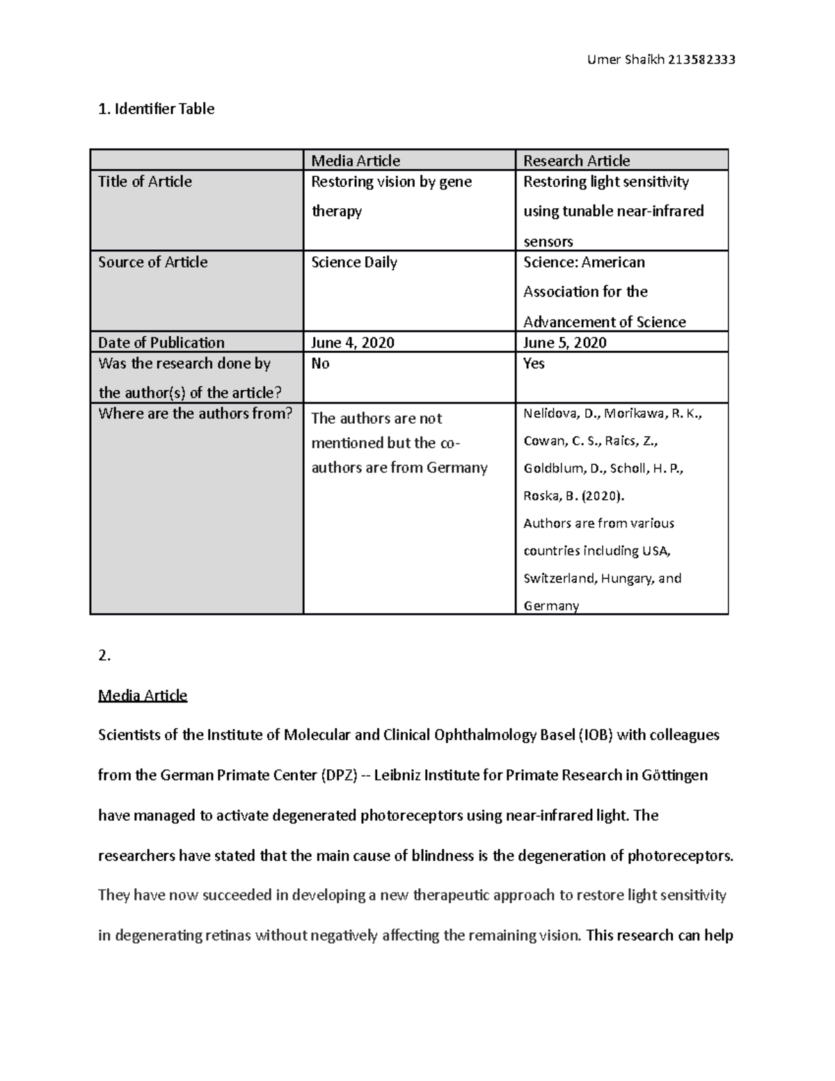 understanding colour Report - Identifier Table Media Article Research ...