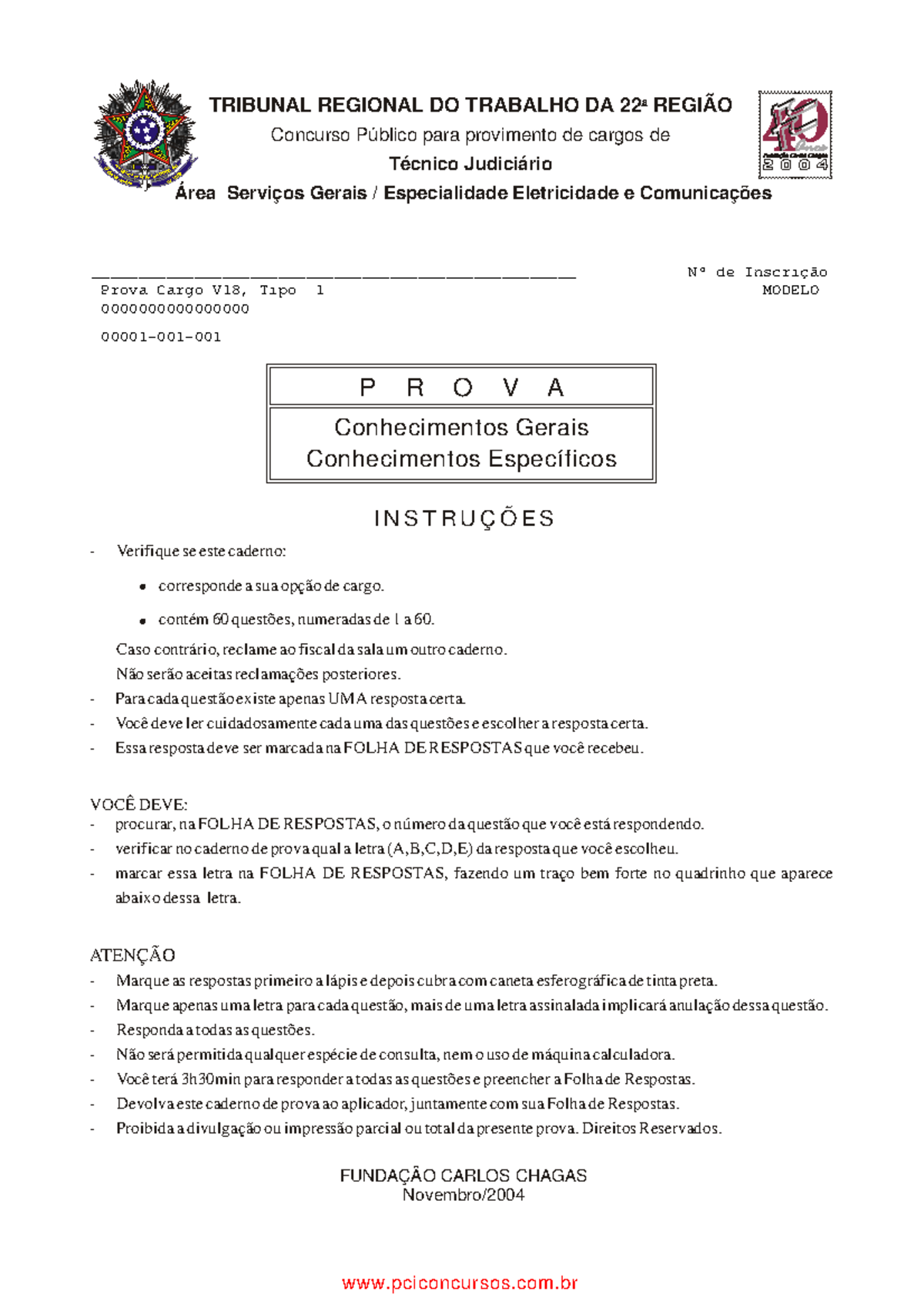Prova - lei organica - Verifique se este caderno: corresponde a sua ...