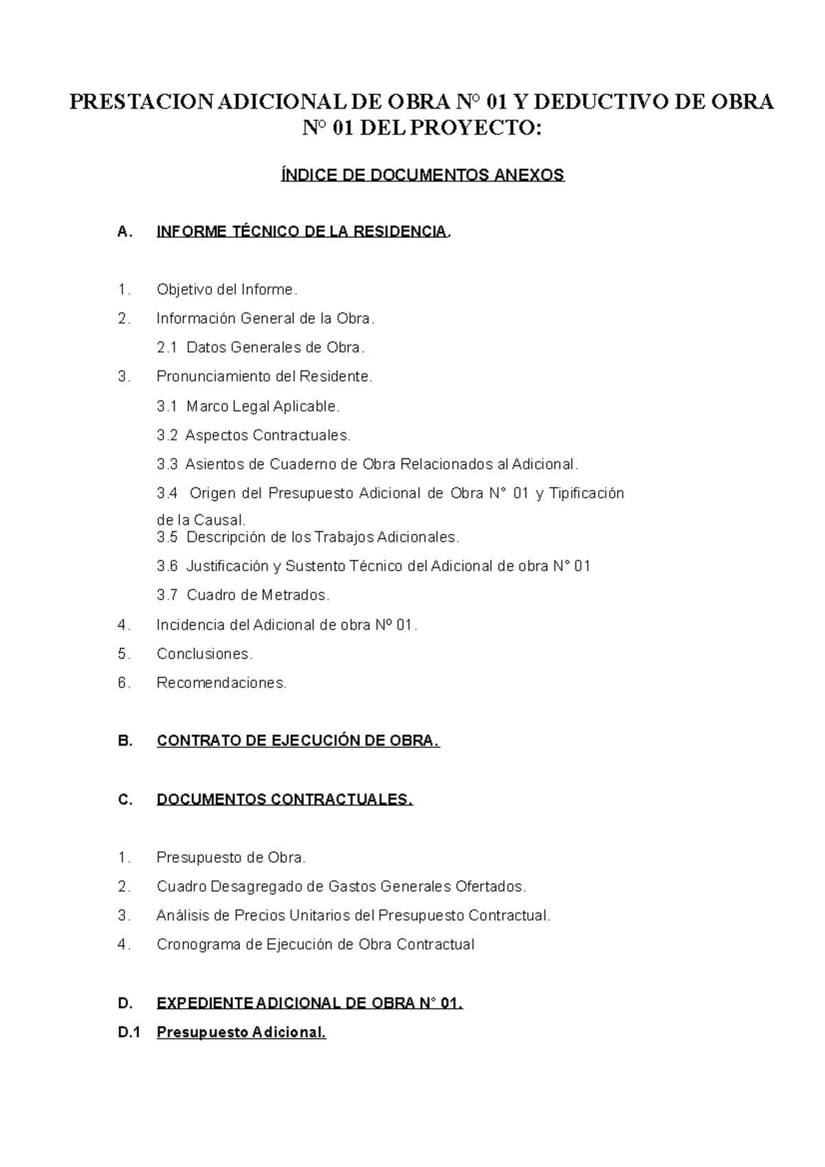 529723238 Informe DE Adicional Y Deductivo N 01 - PRESTACION ADICIONAL DE OBRA N° 01 Y DEDUCTIVO ...