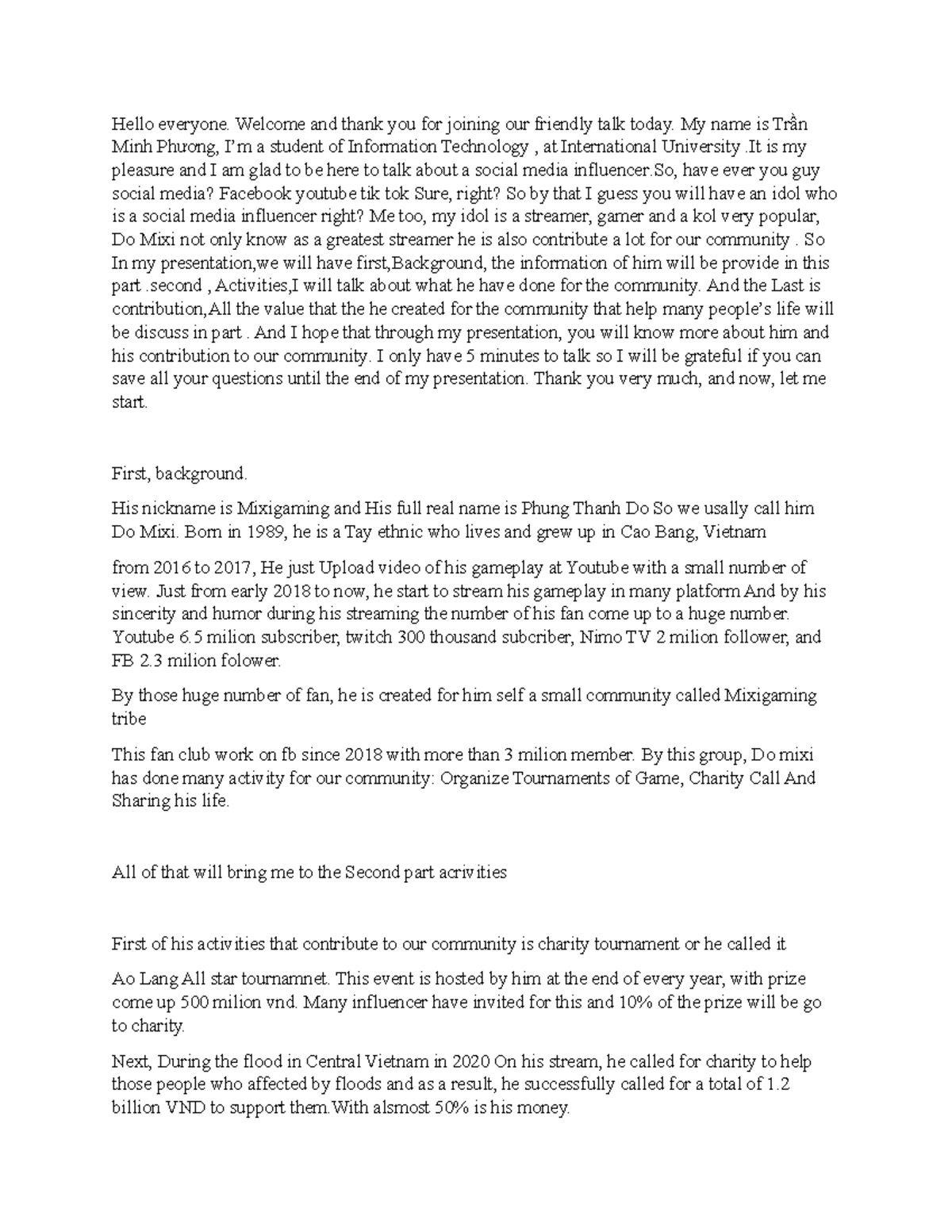 Script - Hello everyone. Welcome and thank you for joining our friendly ...