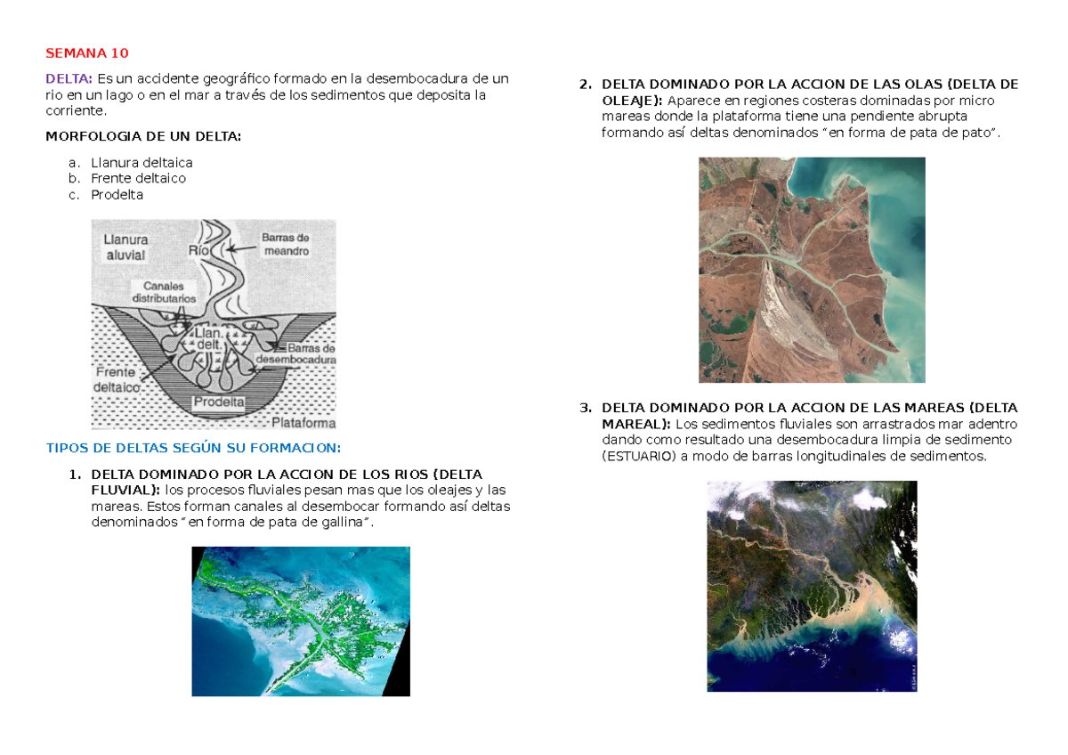 Semana 10 - Deltas Y Llanuras DE Mareas - SEMANA 10 DELTA: Es un ...
