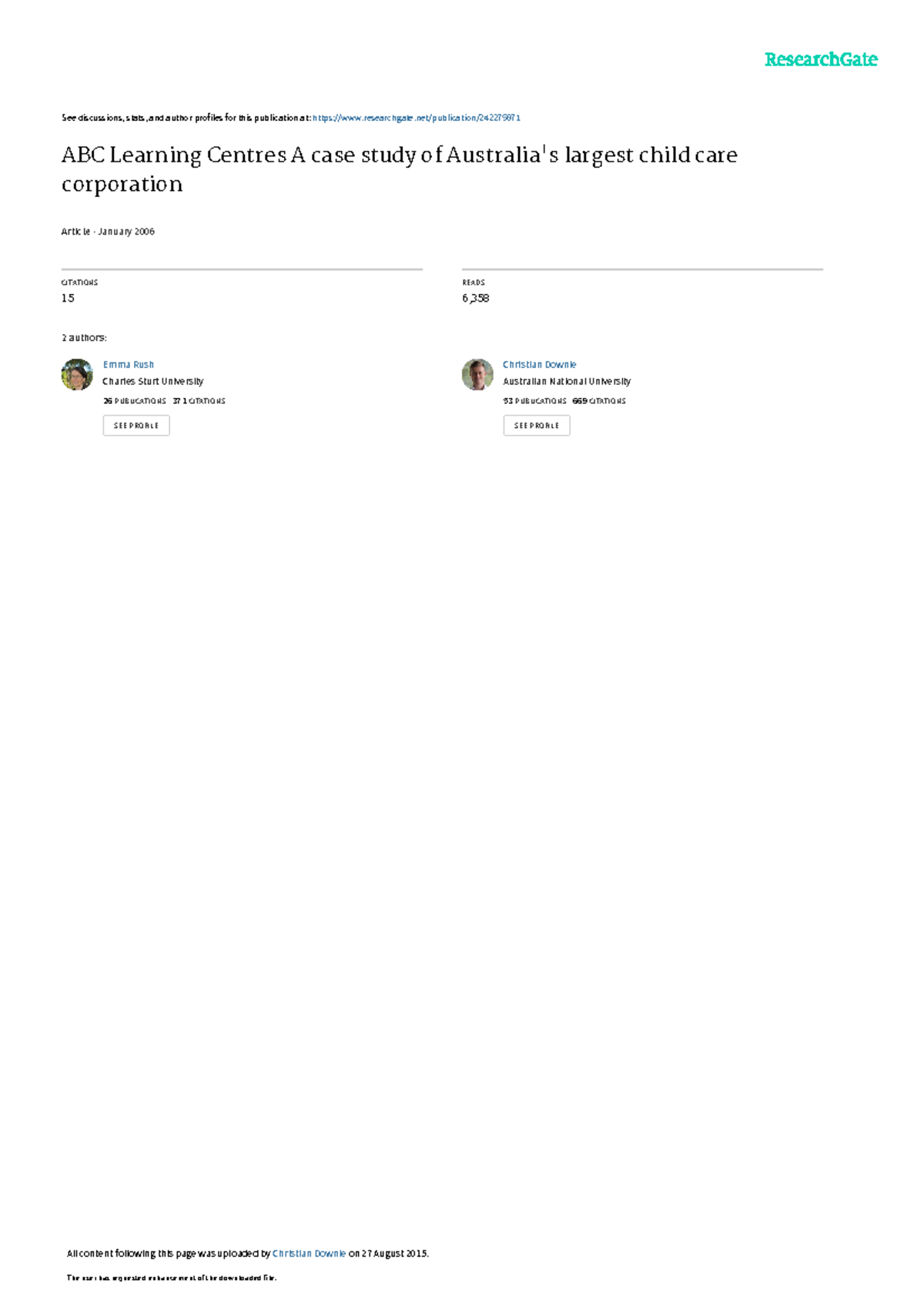 ABC Learning Centres A case study of Australias l - See discussions ...