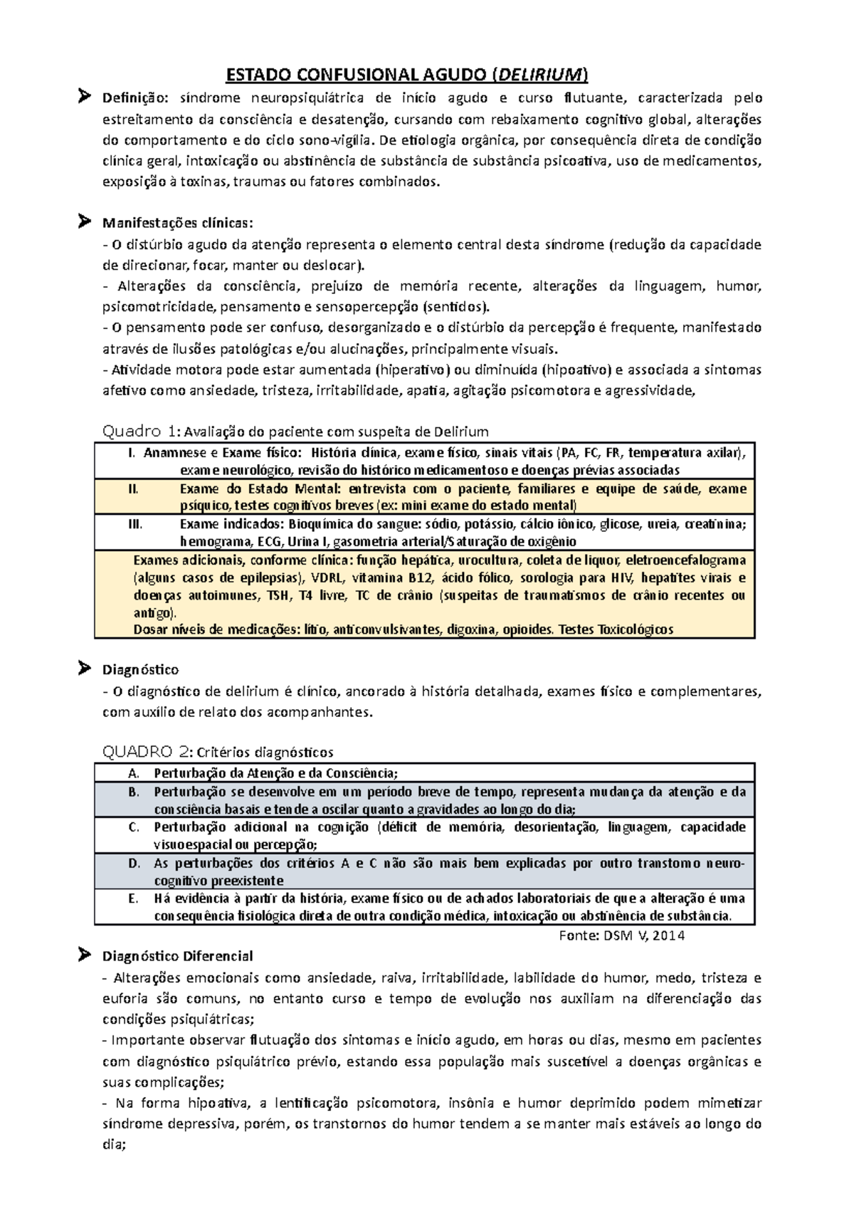 Delirium x transtorno psicótico agudo - ESTADO CONFUSIONAL AGUDO ...