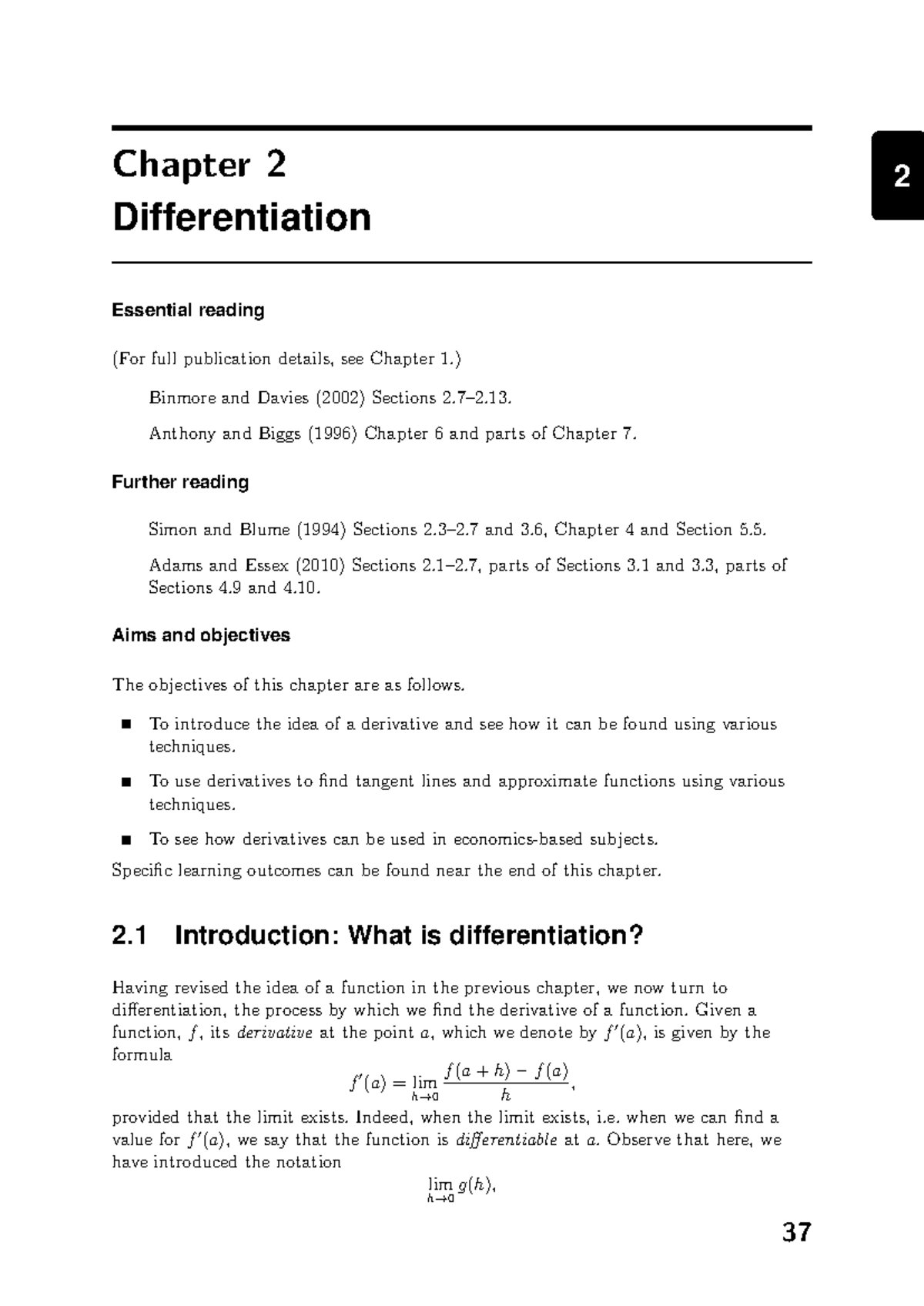 578413496 MT1186 Chapter 2 Differentiation - 2 Chapter 2 Differentiation Essential reading (For ...