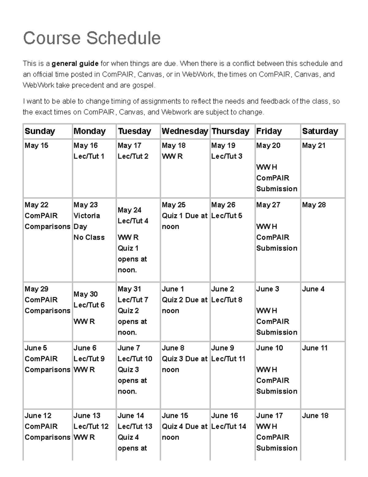 Course Schedule - final cheat sheet. - Course Schedule This is a ...