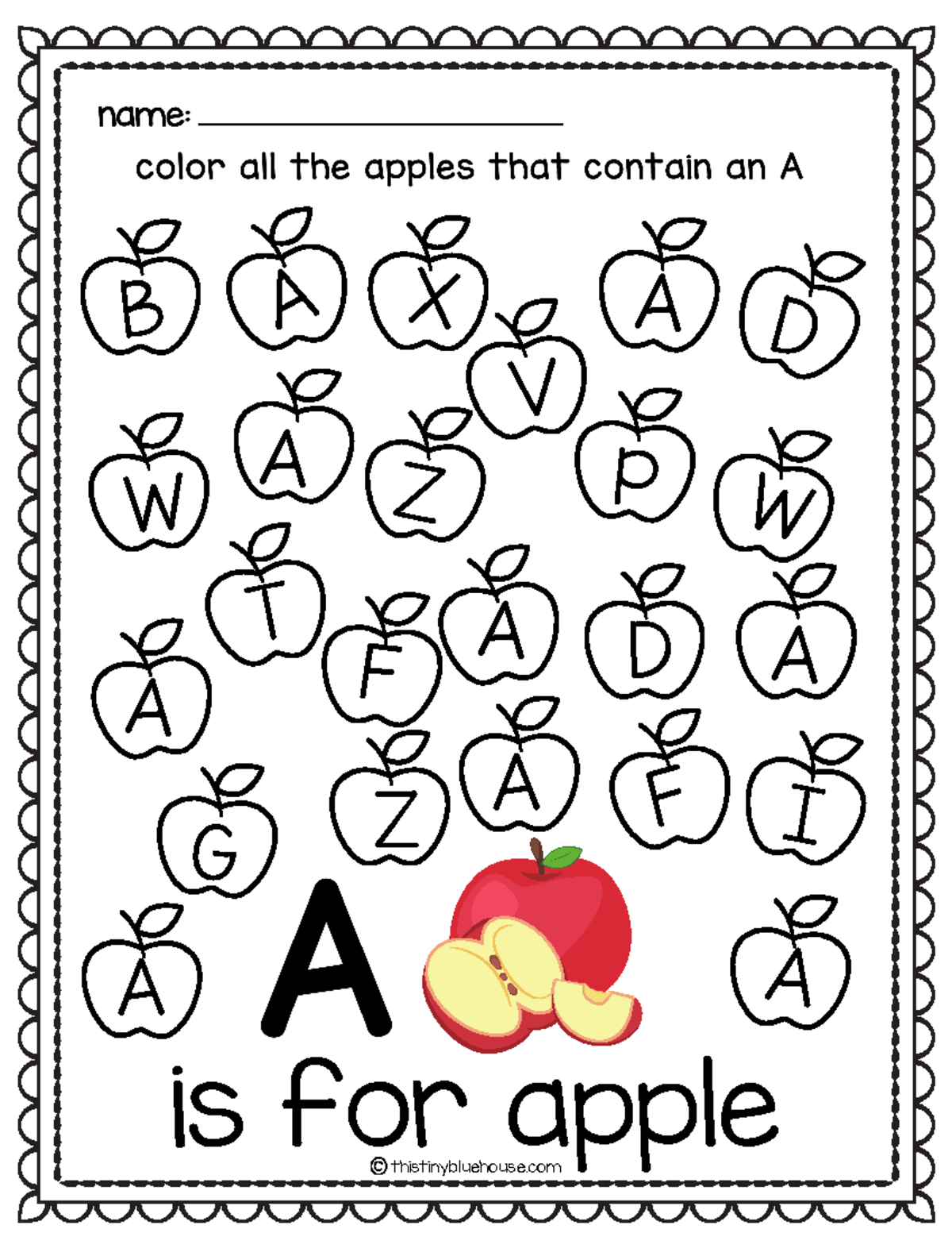 Letter recognition worksheets a to z - is for apple A A A A A A A A A F ...