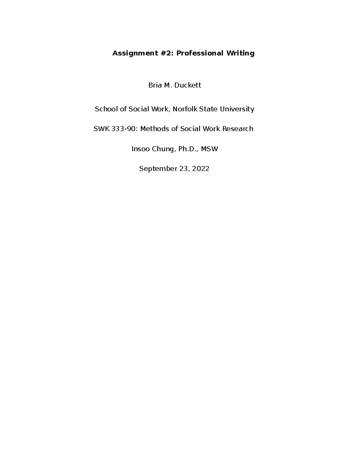 Assignment 2 Professional Writing - Assignment #2: Professional Writing ...