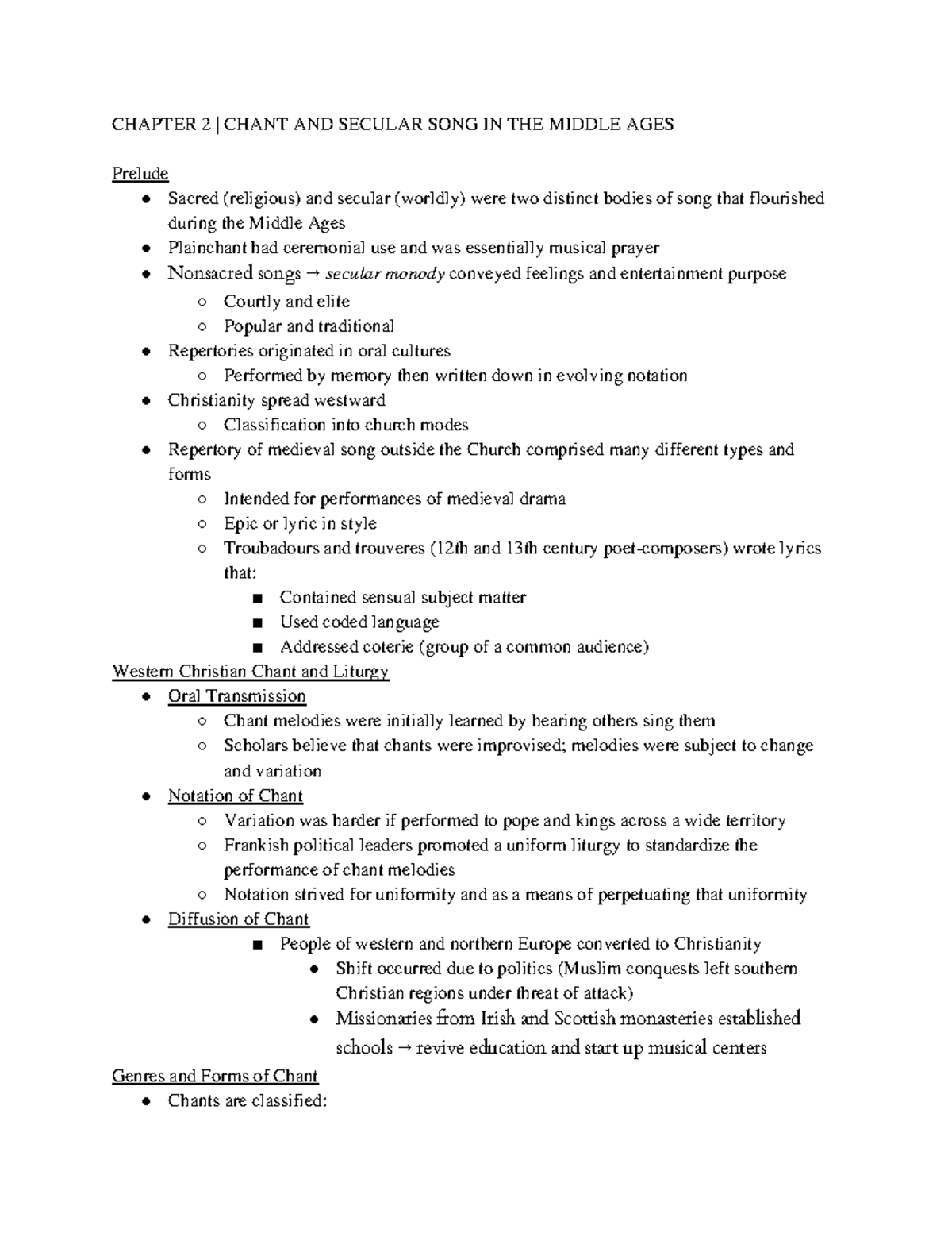 Chapter 2 Chant AND Secular SONG IN THE Middle AGES - CHAPTER 2 | CHANT ...