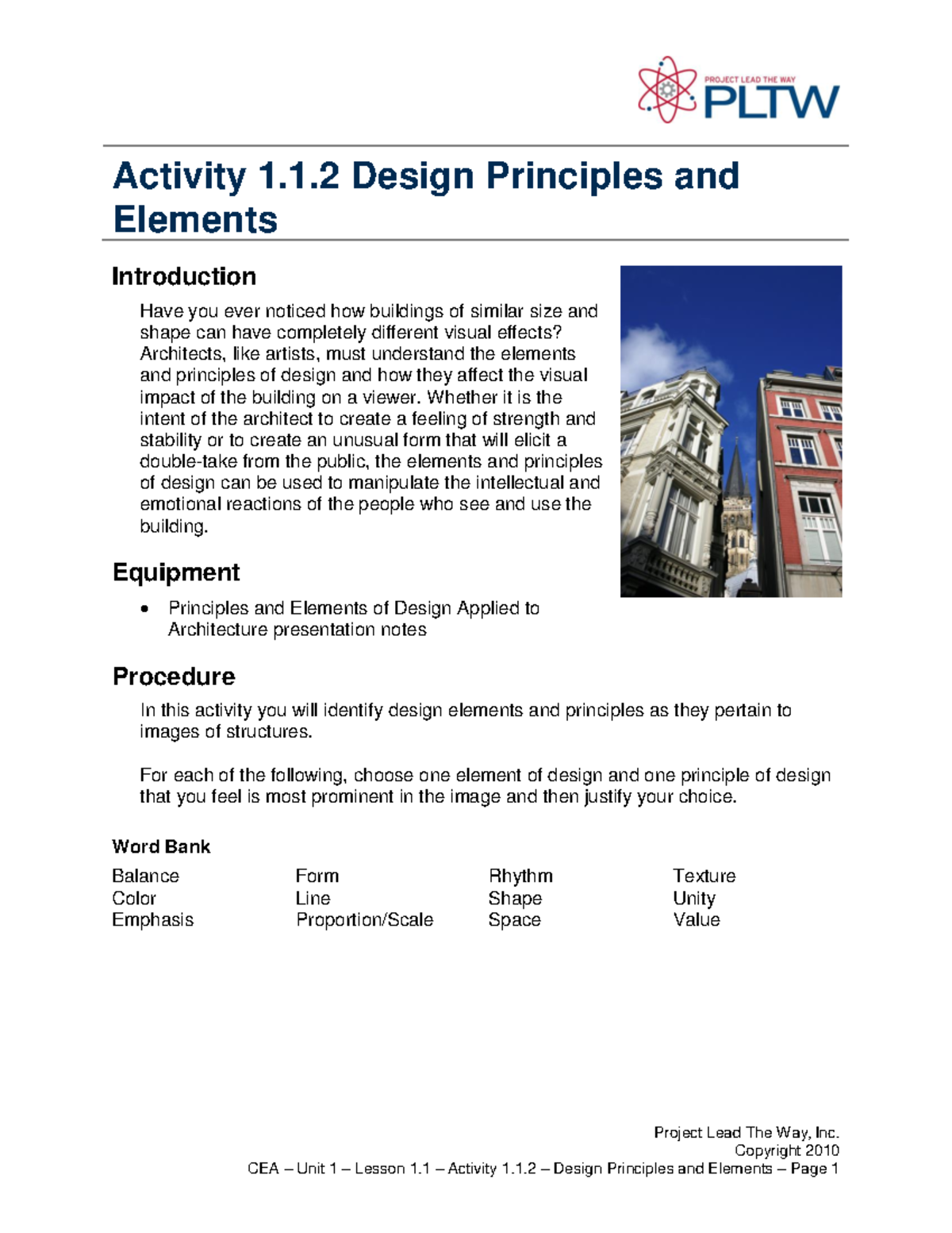 Alex class - ewf - Project Lead The Way, Inc. Copyright 2010 Activity 1 ...